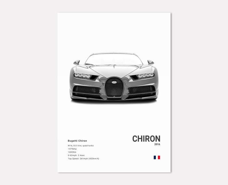 Bugatti Chiron Supercar Poster Print Wall Art Car - Etsy