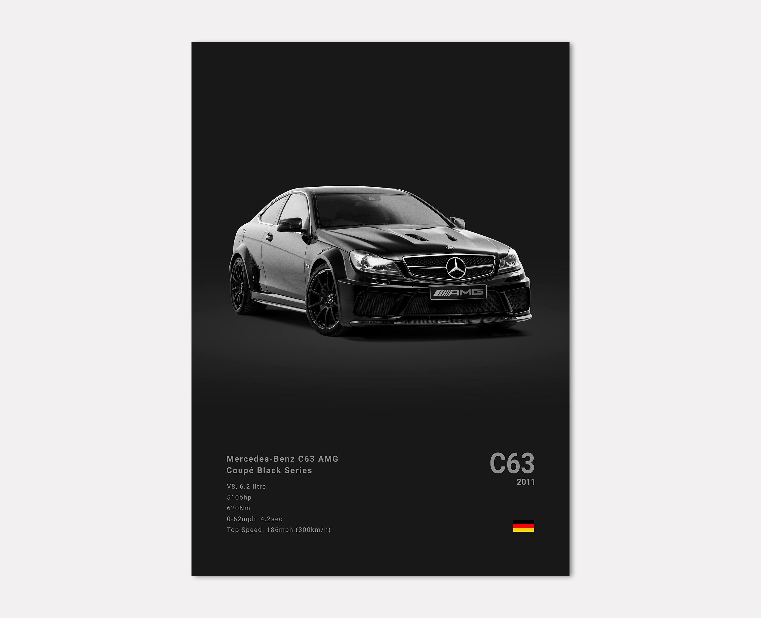 Mercedes Benz C63 AMG Black Series 2011 Poster Print Wall Art Car ...