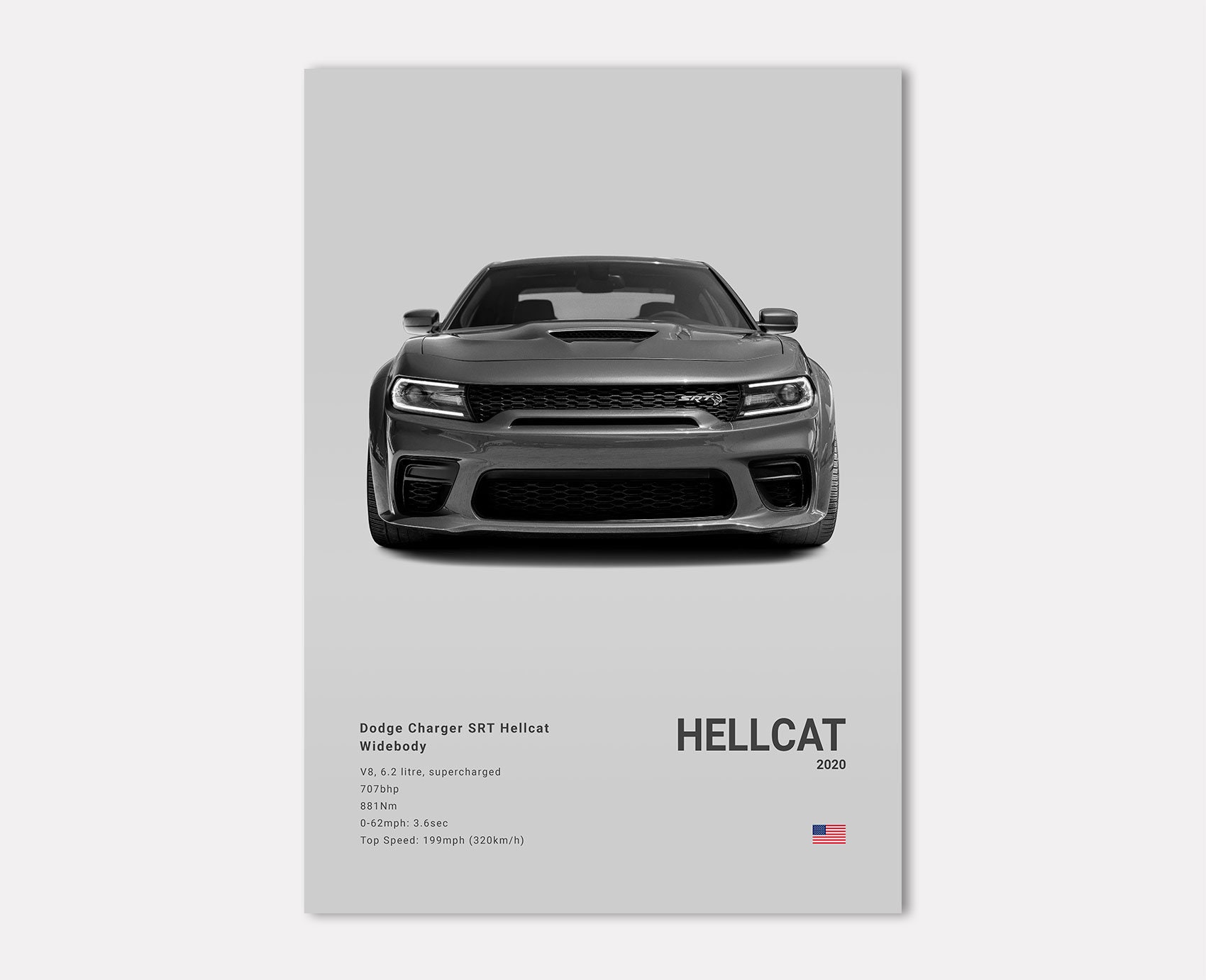 Dodge Charger SRT Hellcat Widebody Poster Print Wall Art Car ...