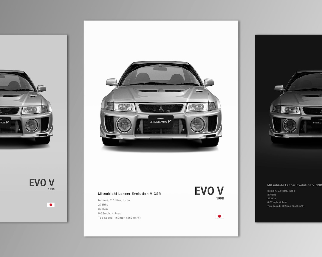 Mitsubishi Lancer Evo 5 GSR Poster Print | Wall Art | Car Photography ...