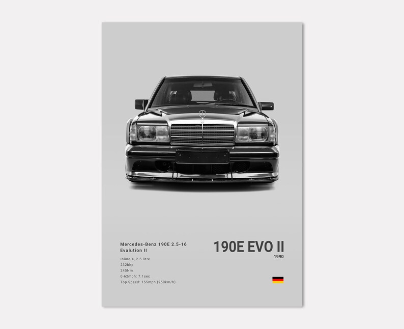 Mercedes 190E Evo II Poster Print Wall Art Car Photography - Etsy