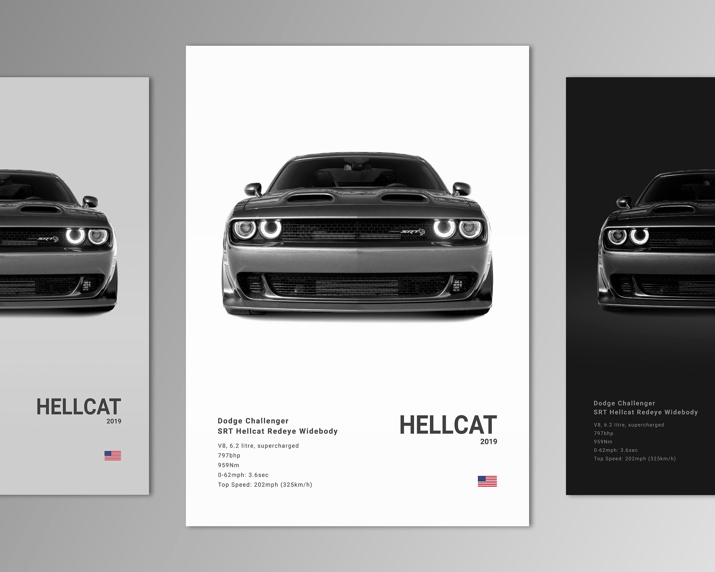 Dodge Challenger SRT Hellcat Redeye Poster Print Wall Art Car ...