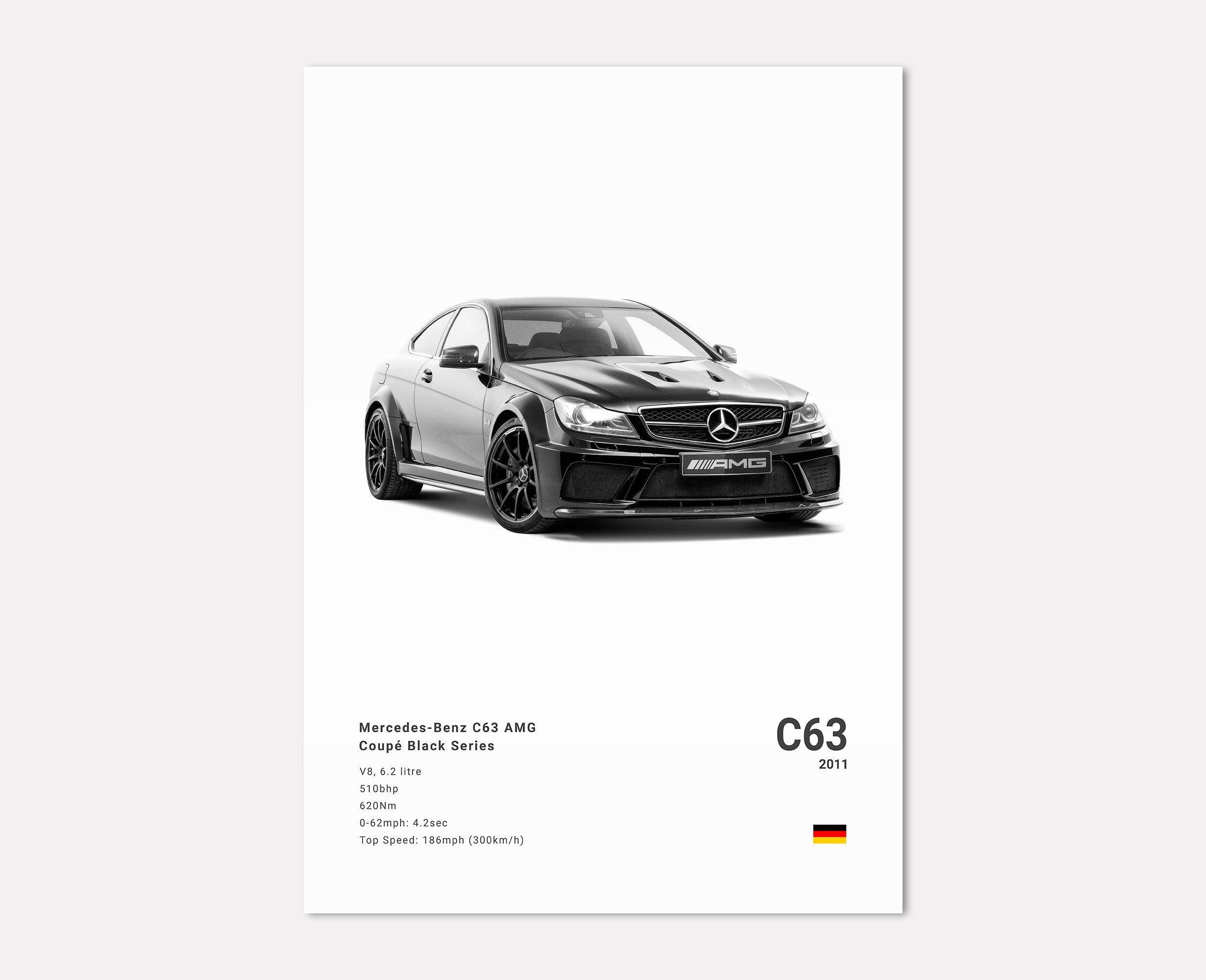 Mercedes Benz C63 AMG Black Series 2011 Poster Print Wall Art Car ...