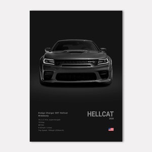 Dodge Charger SRT Hellcat Widebody Poster Print | Wall Art | Car ...