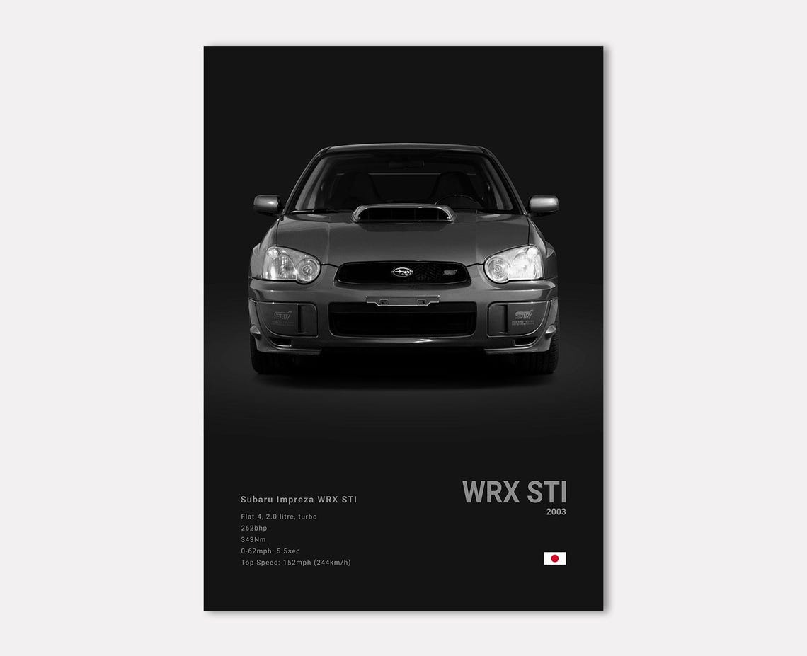 Subaru Impreza WRX STI 2003 Poster Print | Wall Art | Car Photography ...