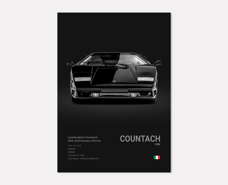 Lamborghini Countach 25th Anniversary Edition Poster Print Wall Art Car ...