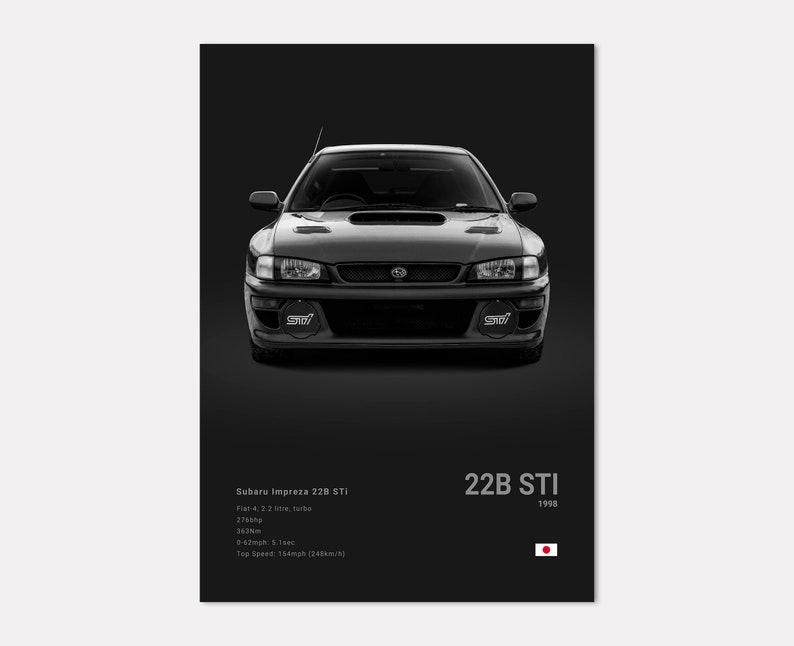 Subaru Impreza 22B Sti Poster Print Wall Art Car Photography - Etsy