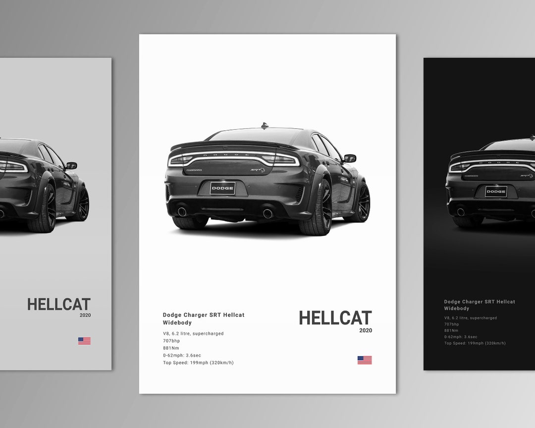 Dodge Charger SRT Hellcat Widebody Poster Print Wall Art Car ...