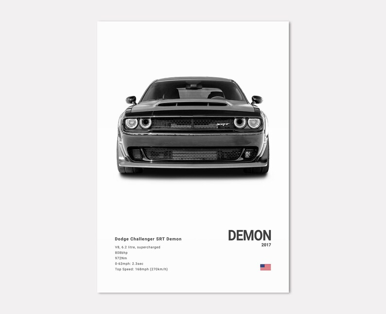 Dodge Challenger SRT Demon Poster Print Wall Art Car Photography - Etsy
