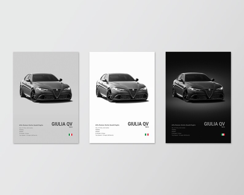 Alfa Romeo Giulia Quadrifoglio Poster Print | Wall Art | Car ...