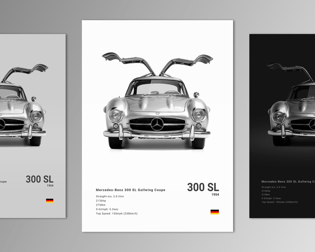 Mercedes 300 SL Gullwing Coupe Poster Print | Wall Art | Car ...