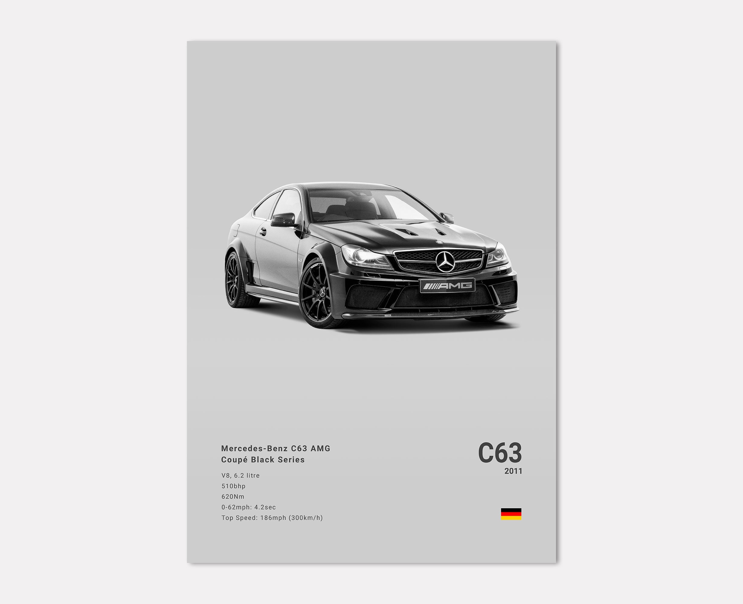 Mercedes Benz C63 AMG Black Series 2011 Poster Print Wall Art Car ...