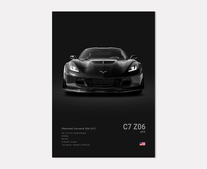 Chevrolet Corvette Z06 C7 Poster Print Wall Art Car Photography - Etsy