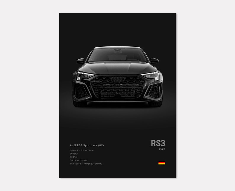 Audi RS3 Sportback 8Y Poster Print Wall Art Car Photography - Etsy
