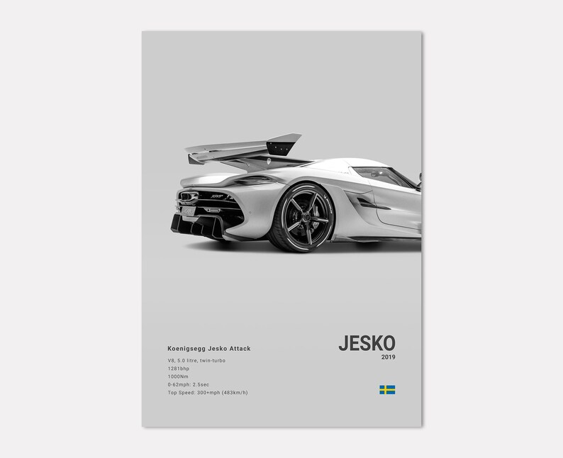 Koenigsegg Jesko Attack Poster Print / Arte de pared / Fotografía de ...