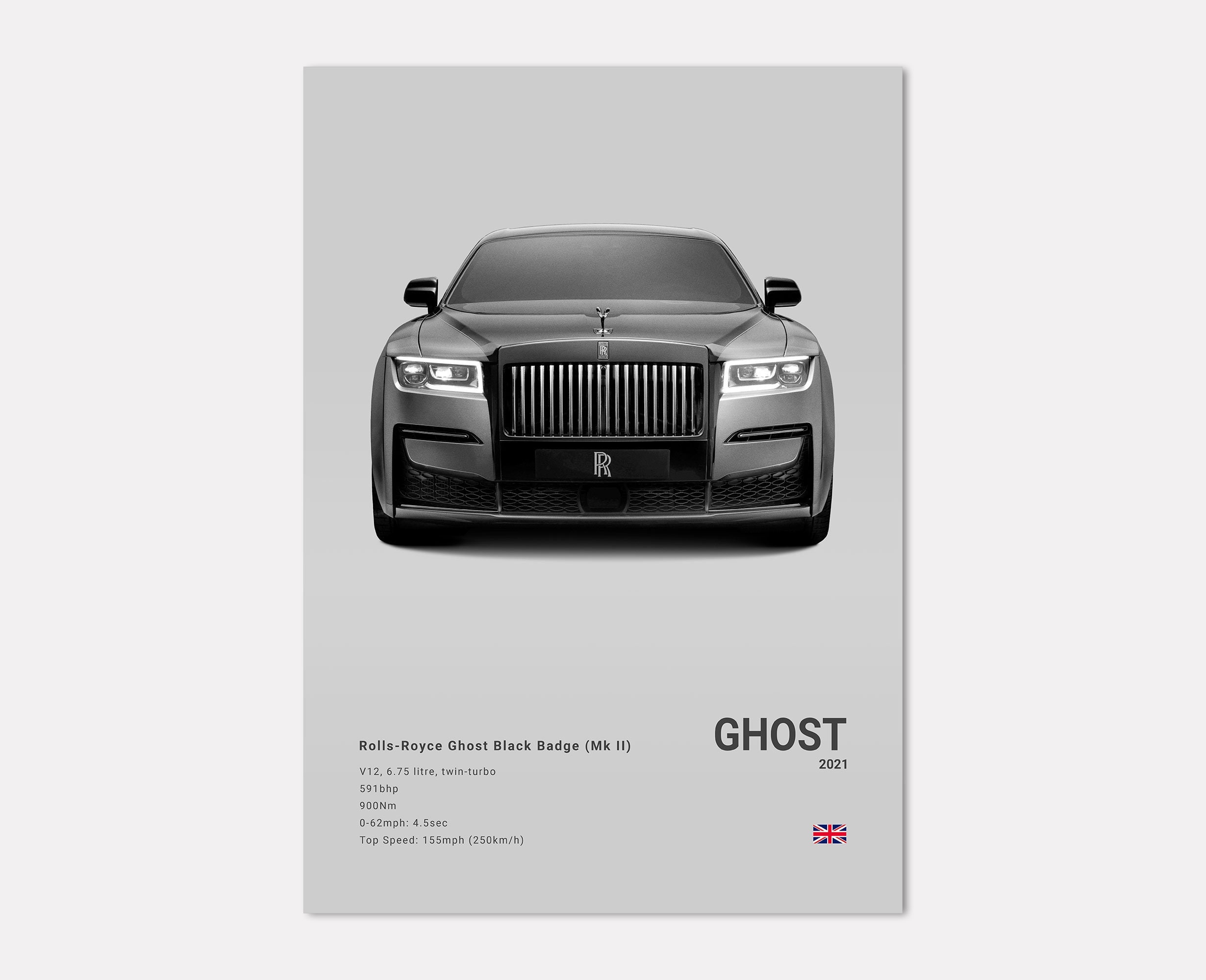 Rolls-royce Ghost Black Badge mk II Poster Print Wall Art Car ...