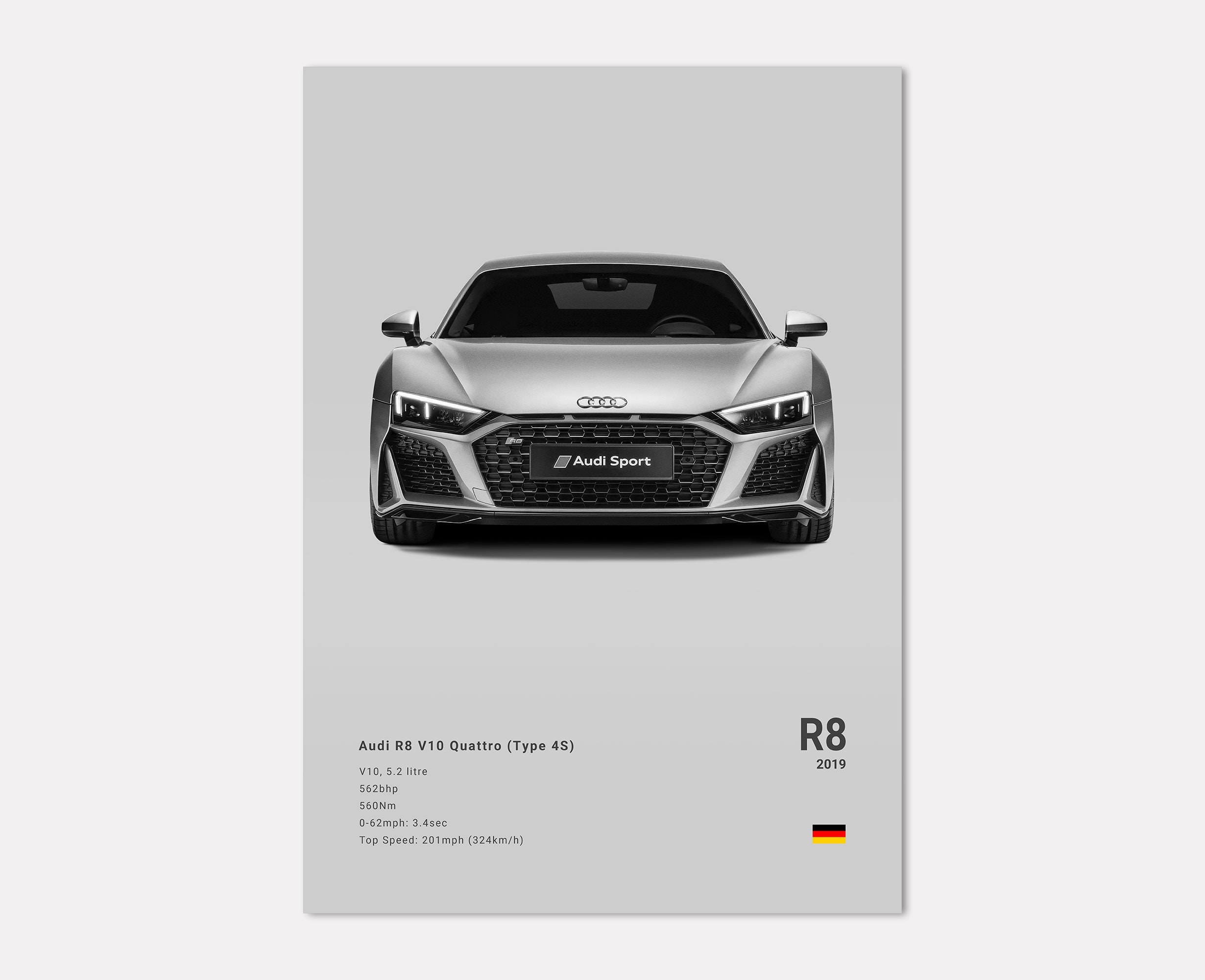 Audi R8 V10 Type 4S Poster Print Wall Art Car Photography - Etsy