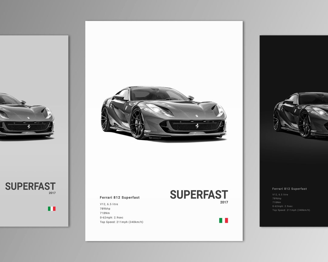 Ferrari 812 Superfast Poster Print | Wall Art | Car Photography - Etsy