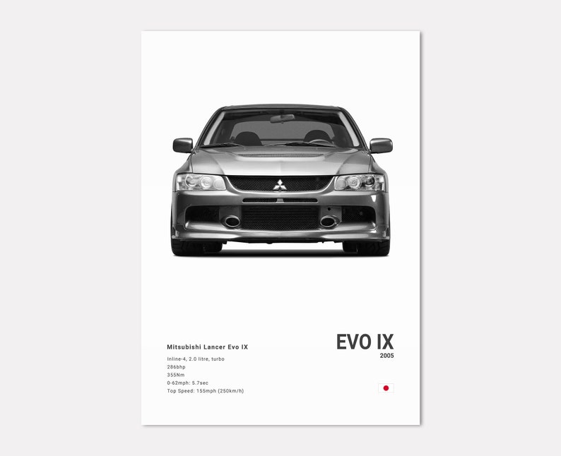Mitsubishi Lancer Evo 9 Poster Print Wall Art Car - Etsy