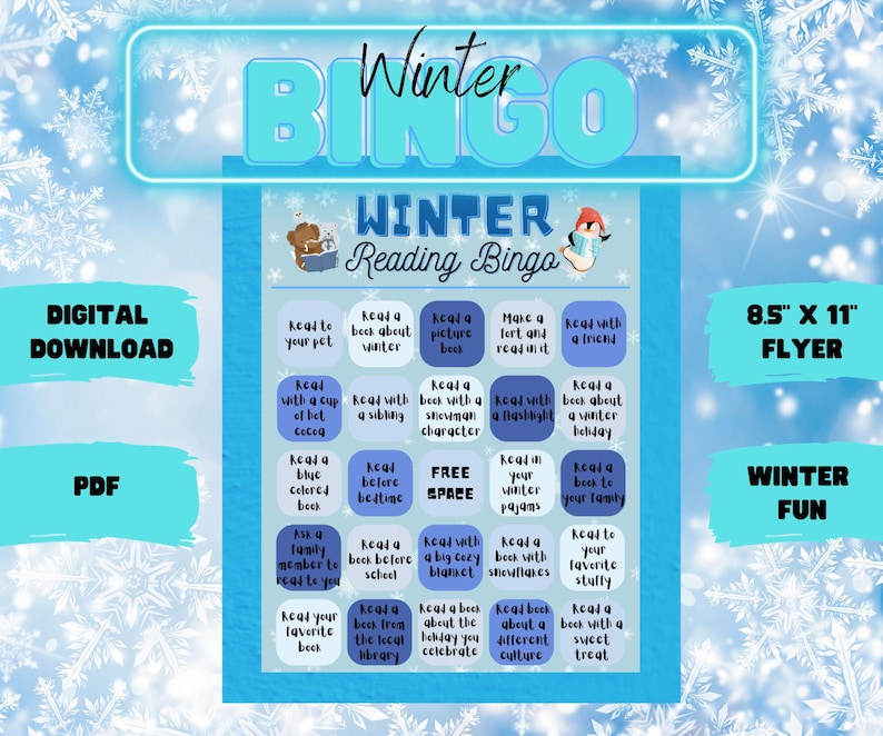 Winter Reading BINGO - Etsy