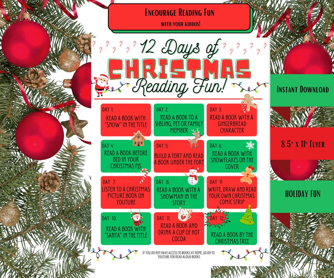 12 Days of Christmas Reading Calendar for Kids! - Etsy