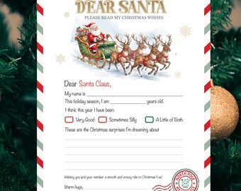 Letter to Santa Printable Santa Wish List Letters Christmas Letter Easy ...
