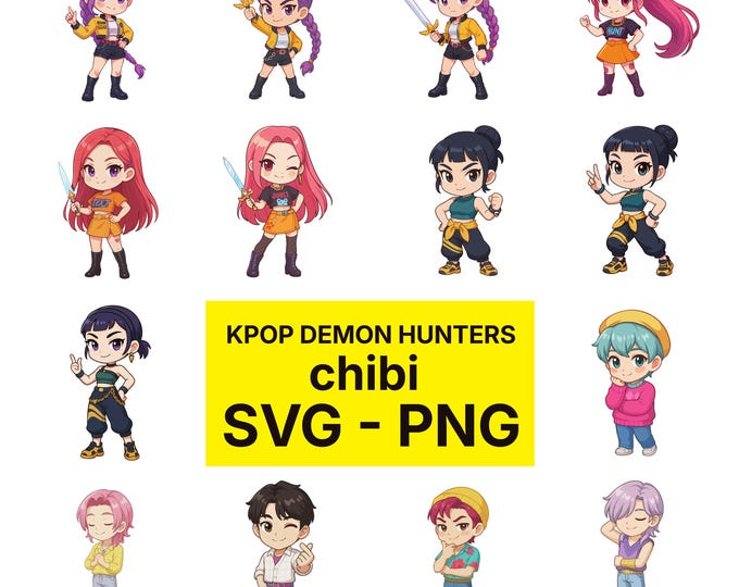 Anime Chibi Stickers: Digital Clipart Bundle (PNG, SVG, EPS Files ...