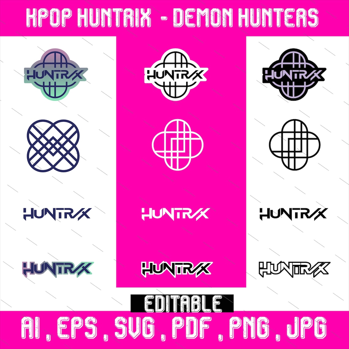 K-pop Huntrix Logo Pack | Demon Hunters Inspired Svg,ai,eps,png,jpg,pdf ...