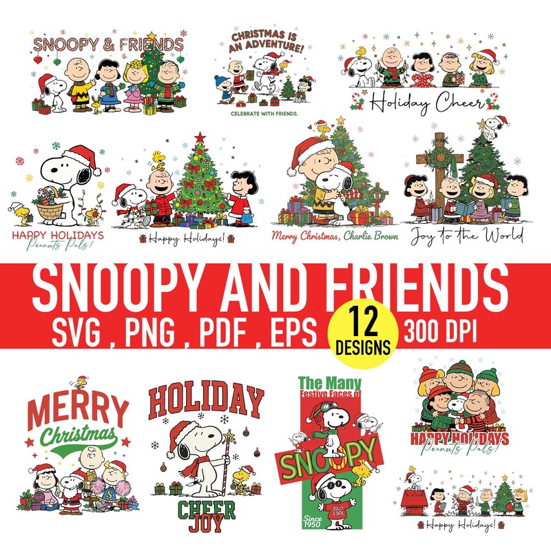 Snoopy Christmas Clipart - Etsy