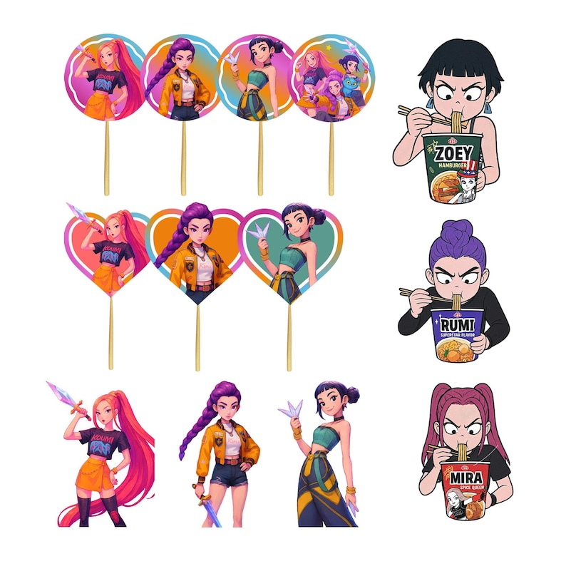Printable Kpop Cupcake Toppers | Demon Hunters Huntrix Party Decor | 13 ...