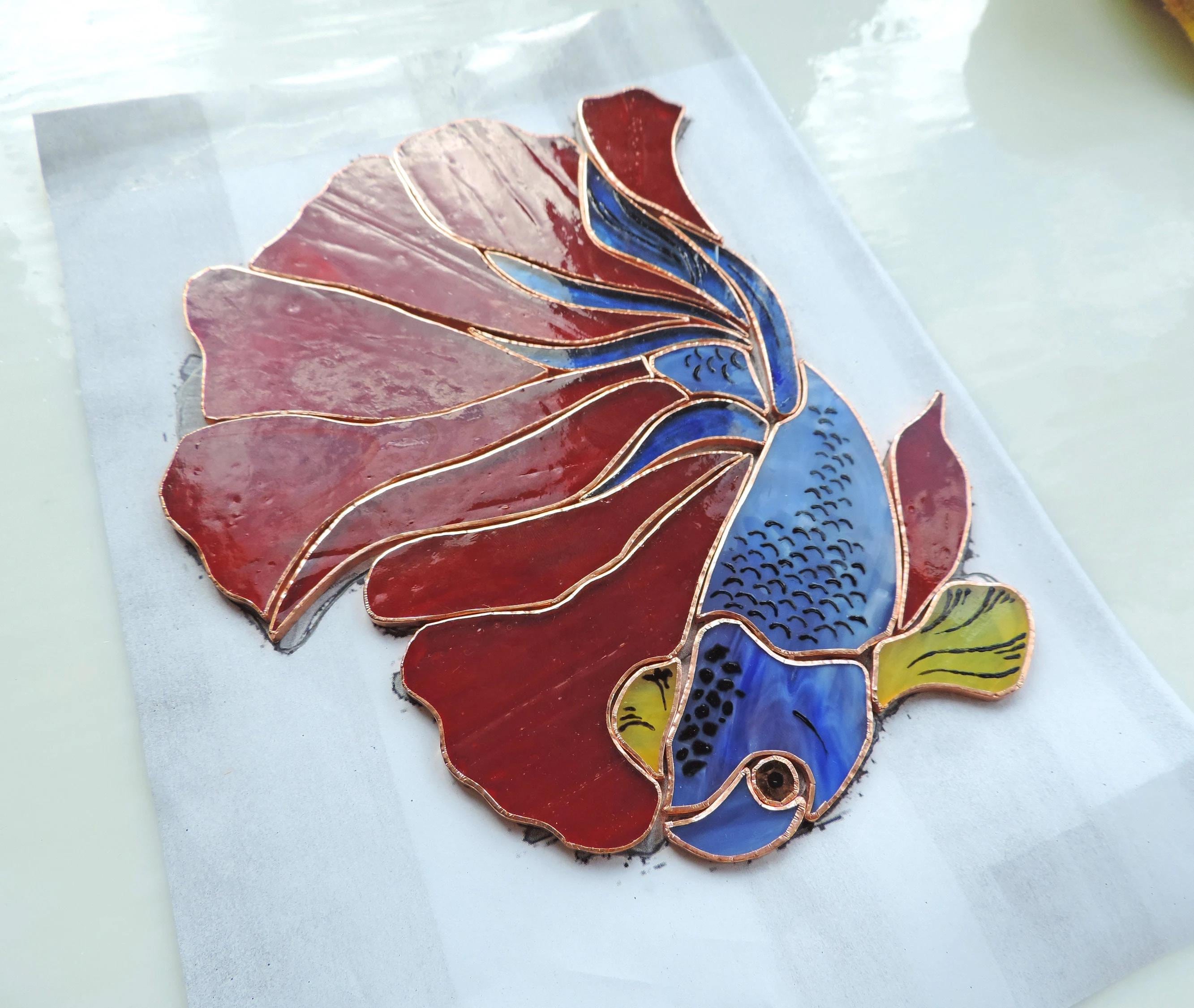 Betta Fish Stained Glass Pattern: DIY Suncatcher Template (PDF/PSD ...