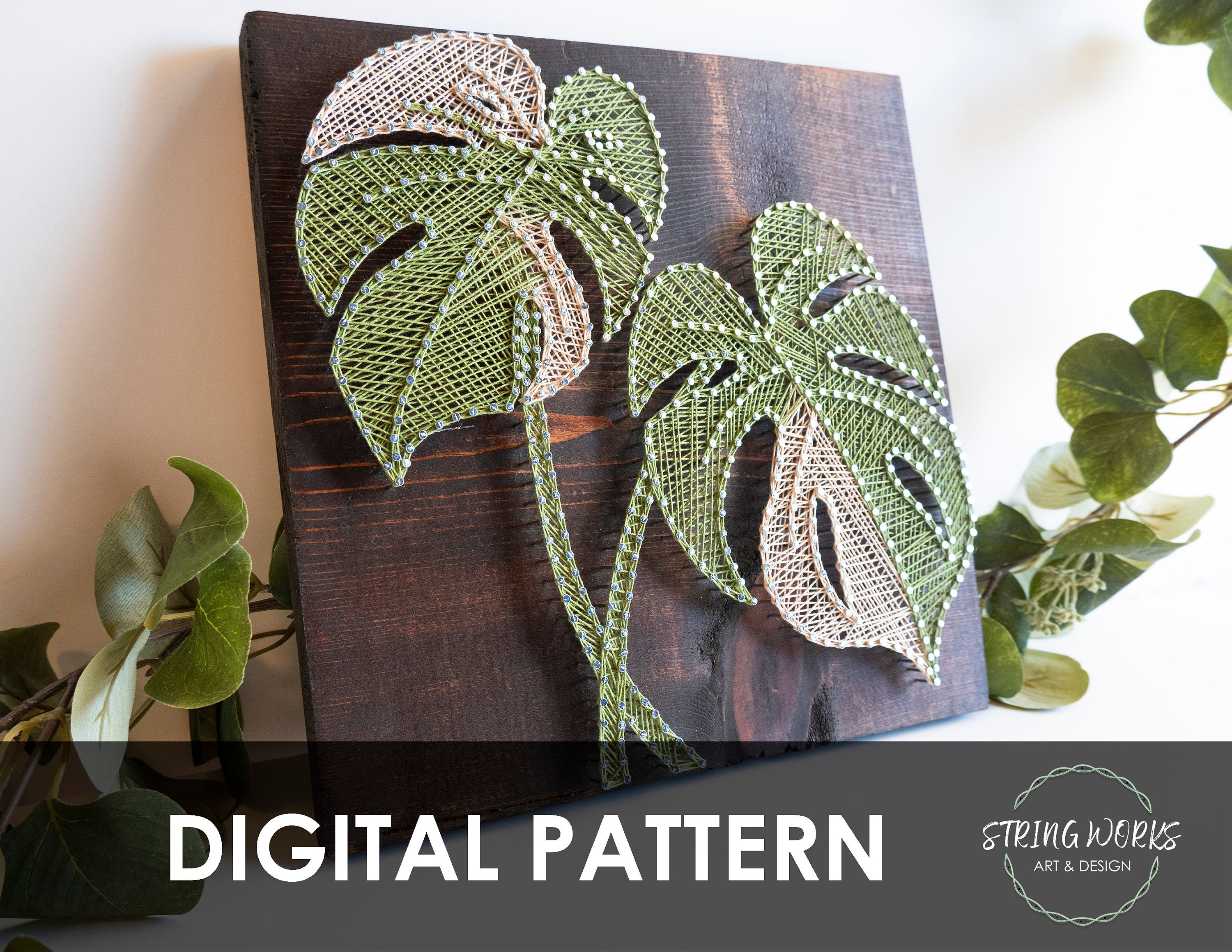 Large Monstera Leaf DIY String Art Pattern - Etsy