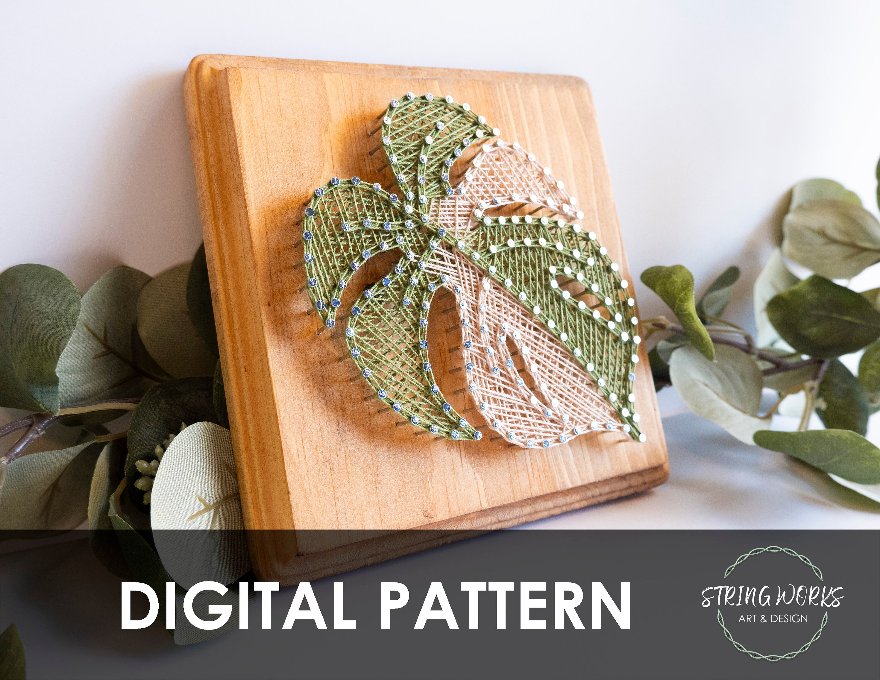 Small Monstera Leaf DIY String Art Pattern - Etsy