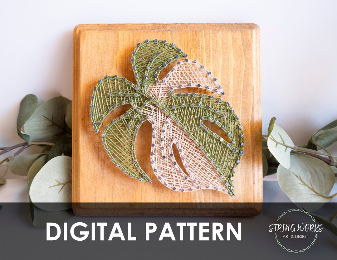 Small Monstera Leaf DIY String Art Pattern - Etsy