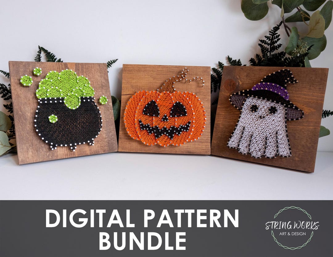 Halloween String Art Pattern Bundle - Cauldron - Jack-o-lantern - Ghost ...