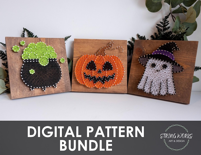 Halloween String Art Pattern Bundle - Cauldron - Jack-o-lantern - Ghost ...