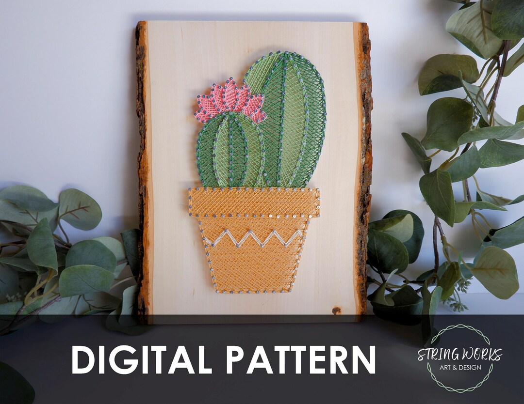 Flowering Cactus String Art Digital Pattern DIY - Etsy