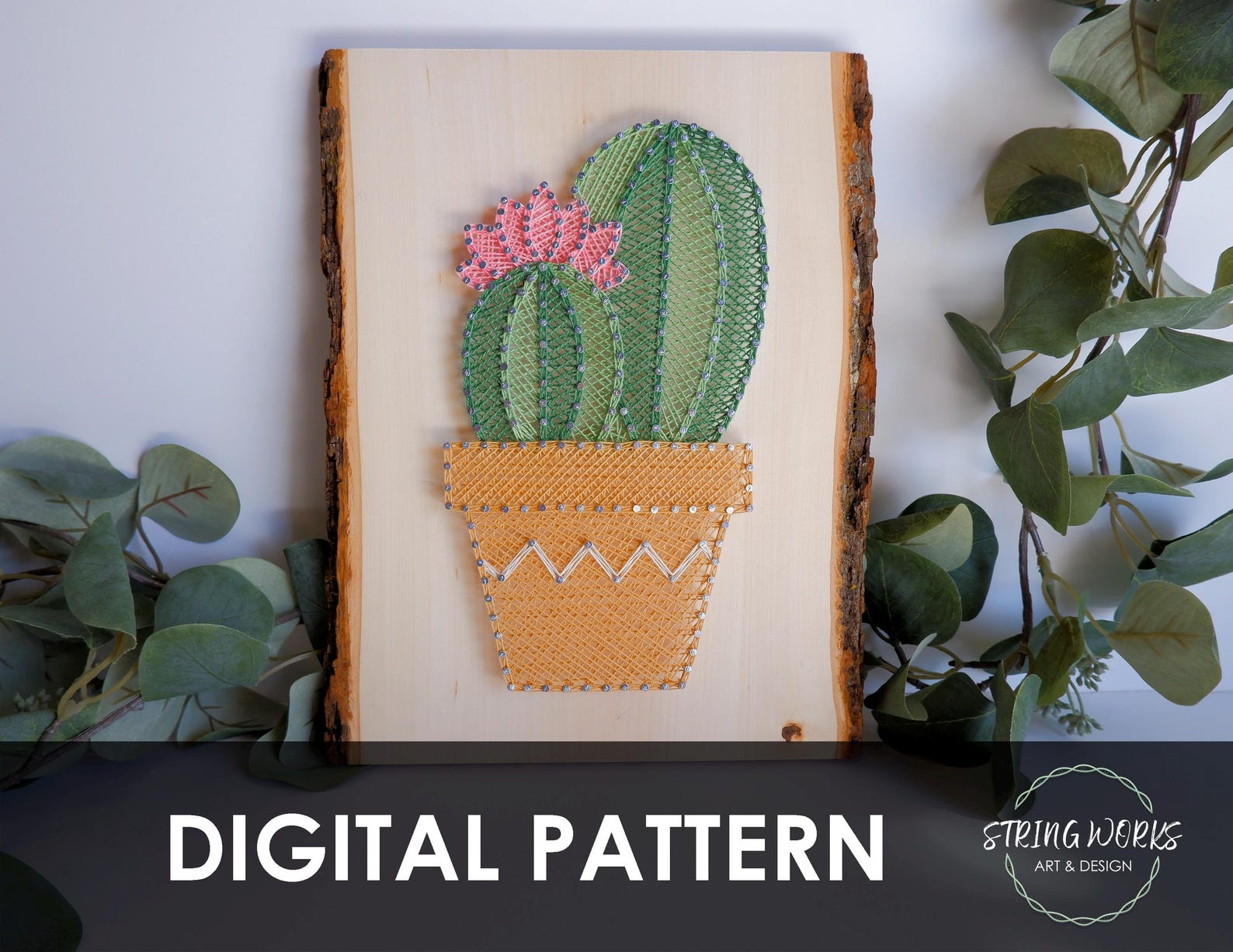 Flowering Cactus String Art Digital Pattern DIY - Etsy