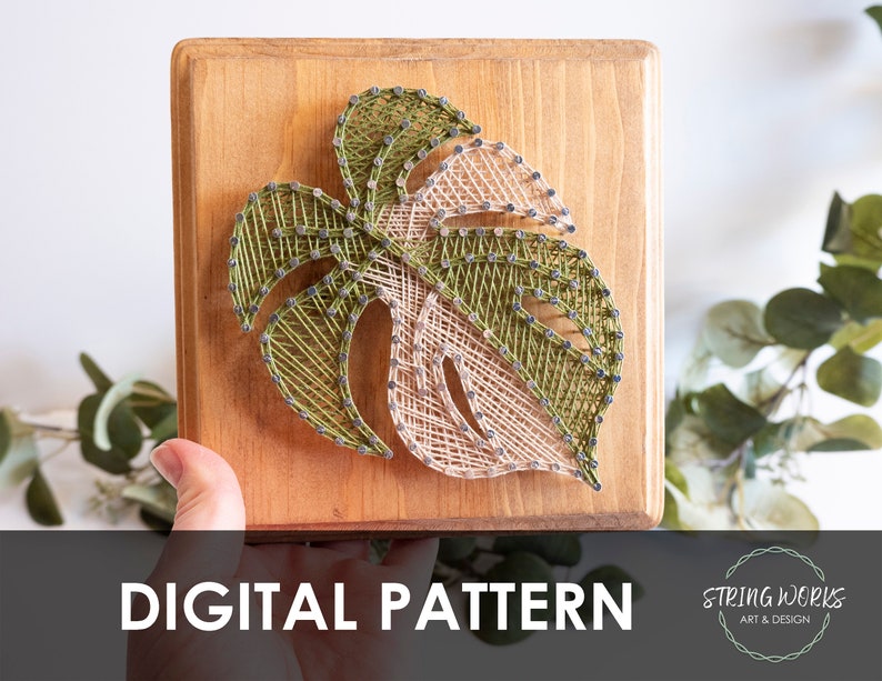 Small Monstera Leaf DIY String Art Pattern - Etsy