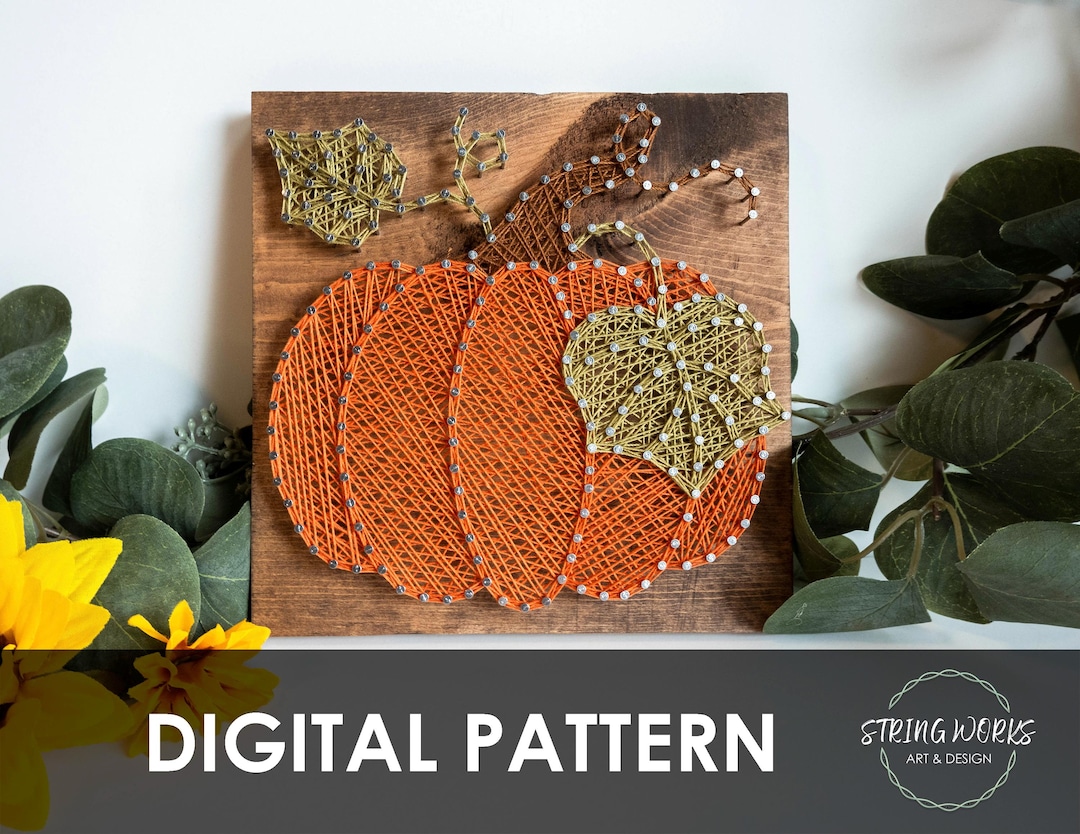 Fall Pumpkin With Leaves String Art Pattern - Etsy