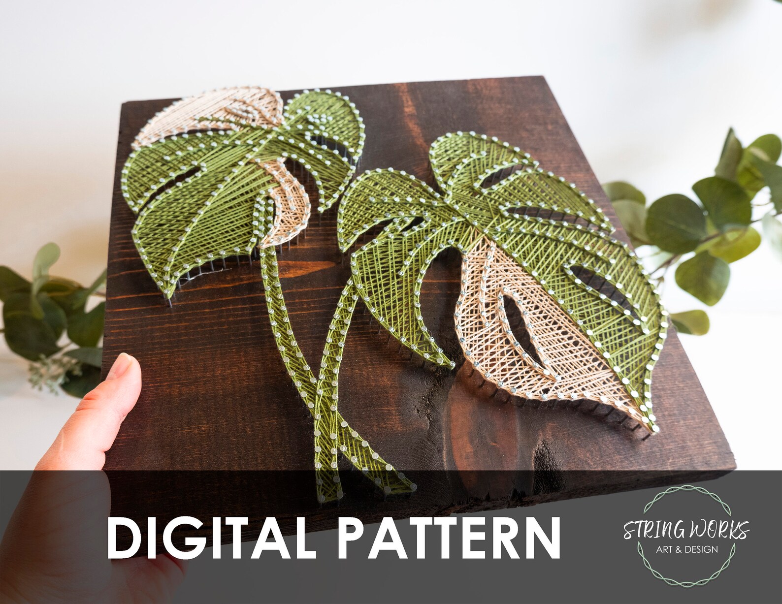 Large Monstera Leaf DIY String Art Pattern - Etsy