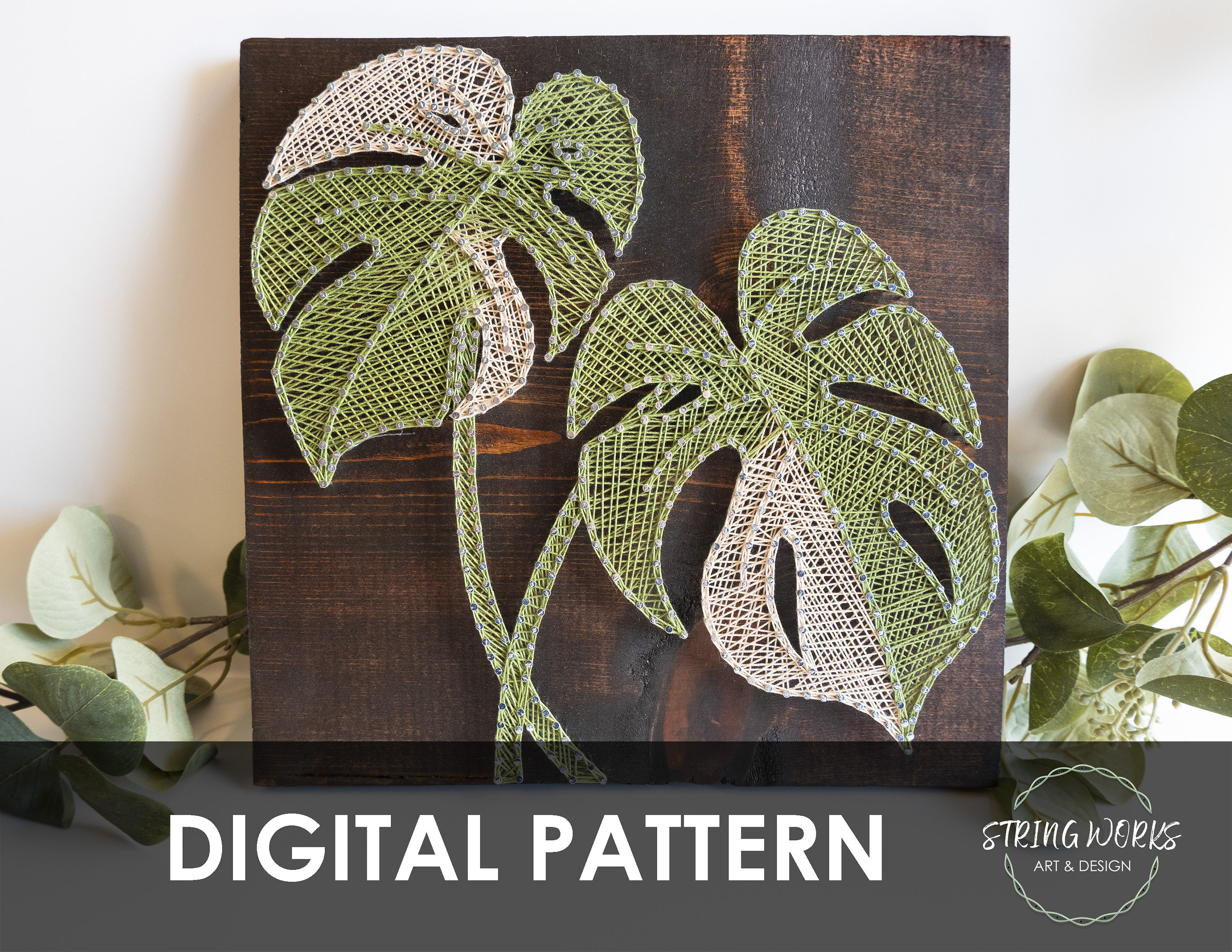 Large Monstera Leaf DIY String Art Pattern - Etsy