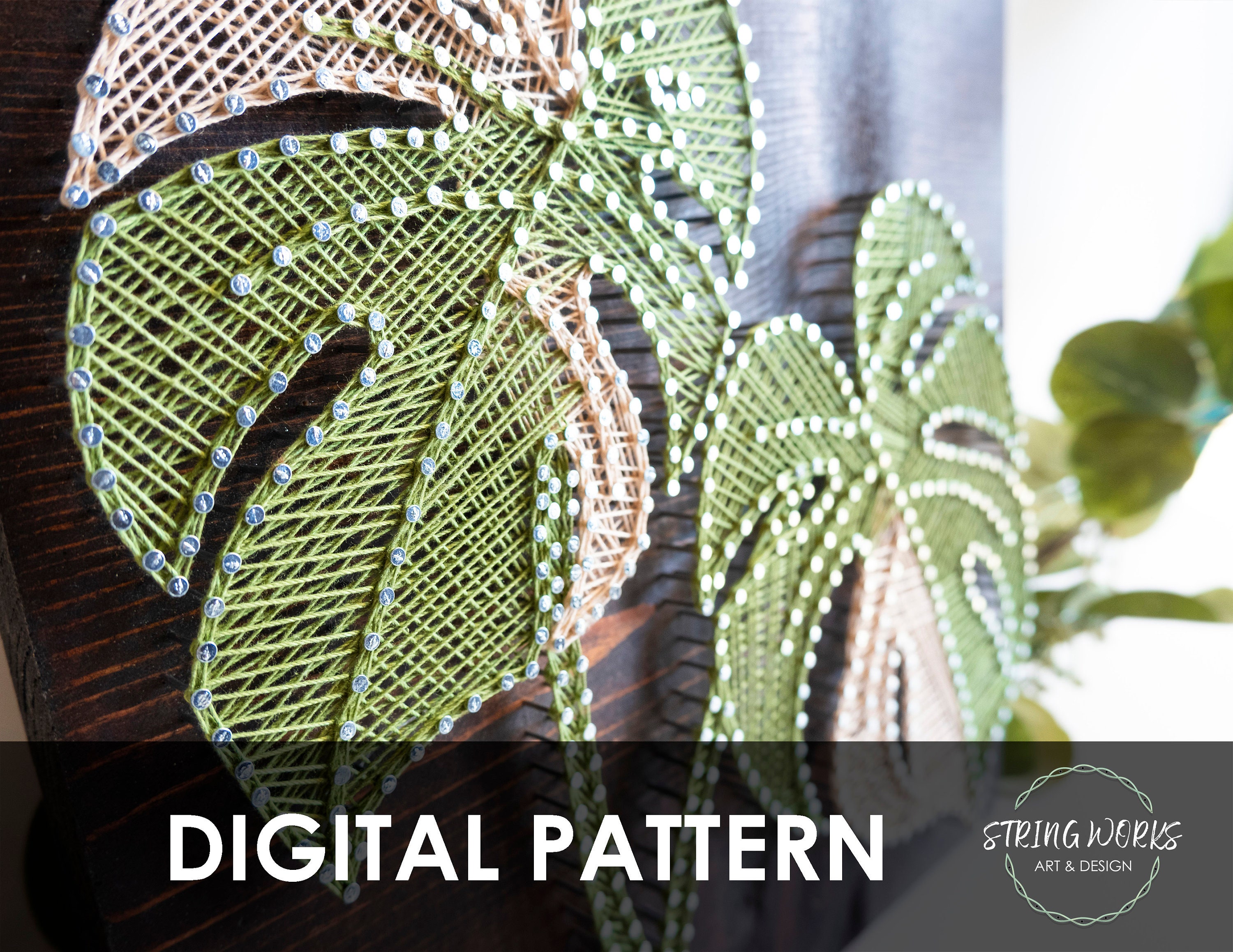 Large Monstera Leaf DIY String Art Pattern - Etsy