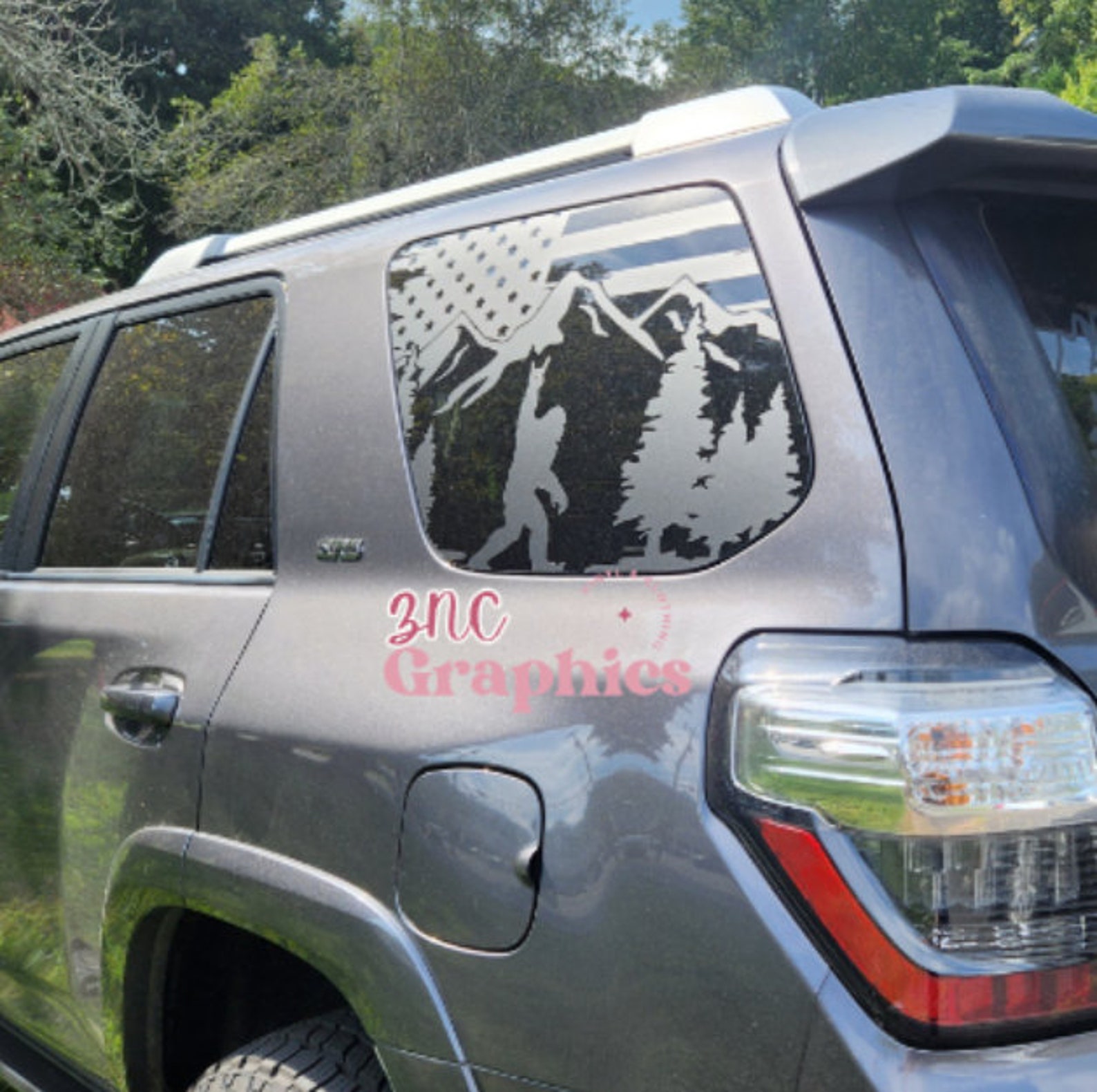 Sasquatch Big Foot American Flag Window Vinyl Decal | Full Window Big ...