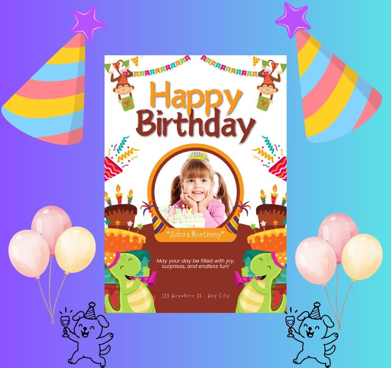 Editable Kids Birthday Card Templates | Canva Photo Invitations ...