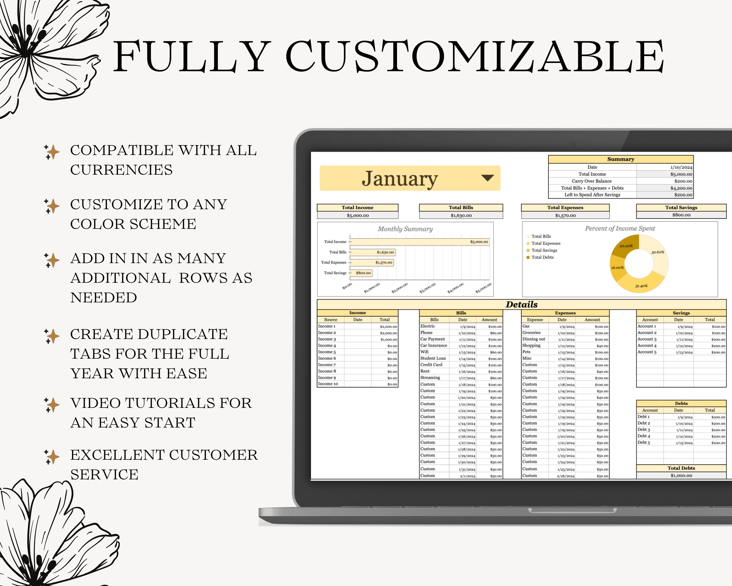 Ultimate Simple Budget Google Sheets Spreadsheet, Budget Planner ...