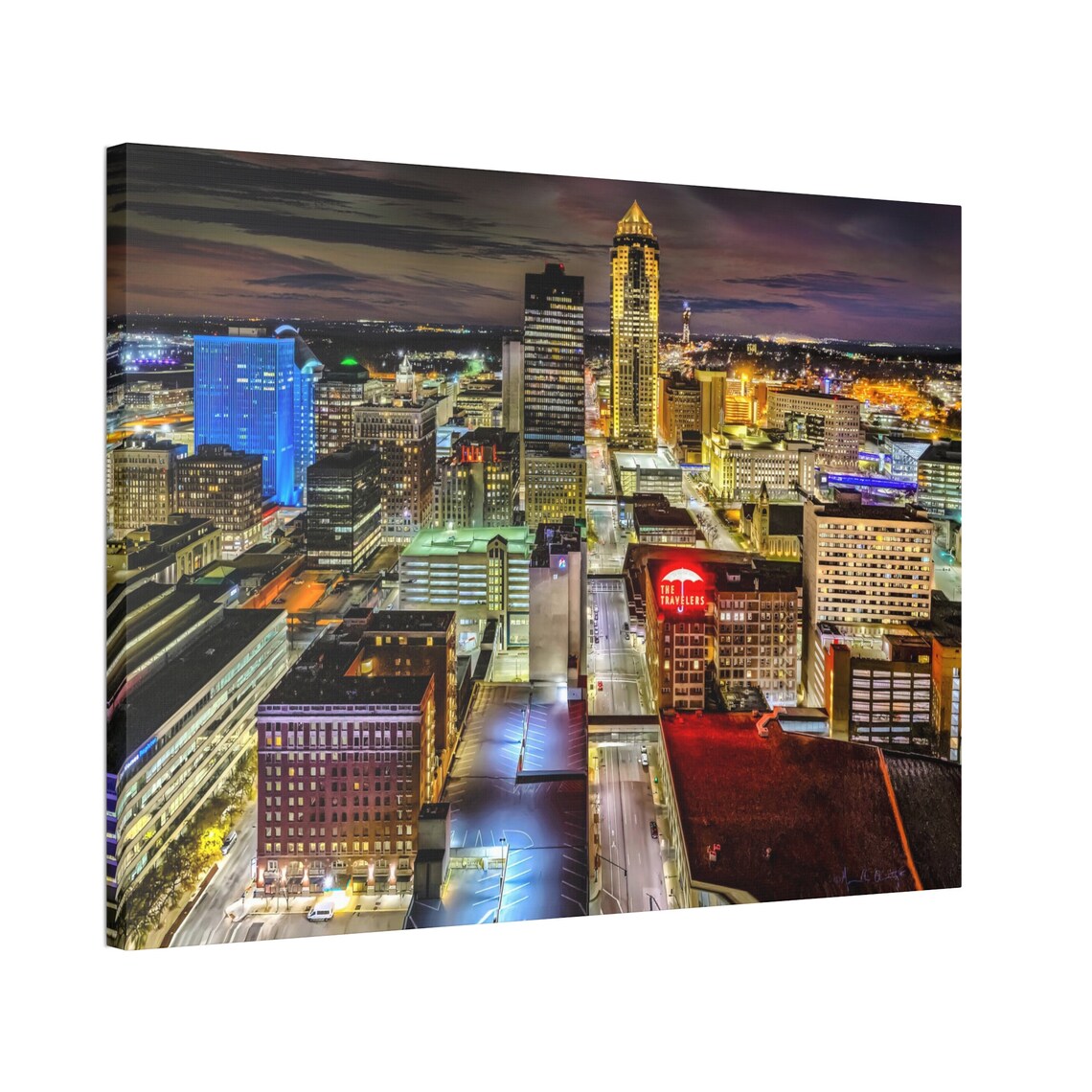 Des Moines Cityscape, 40 X 30 Canvas Print, Our Original Artwork, Iowa ...