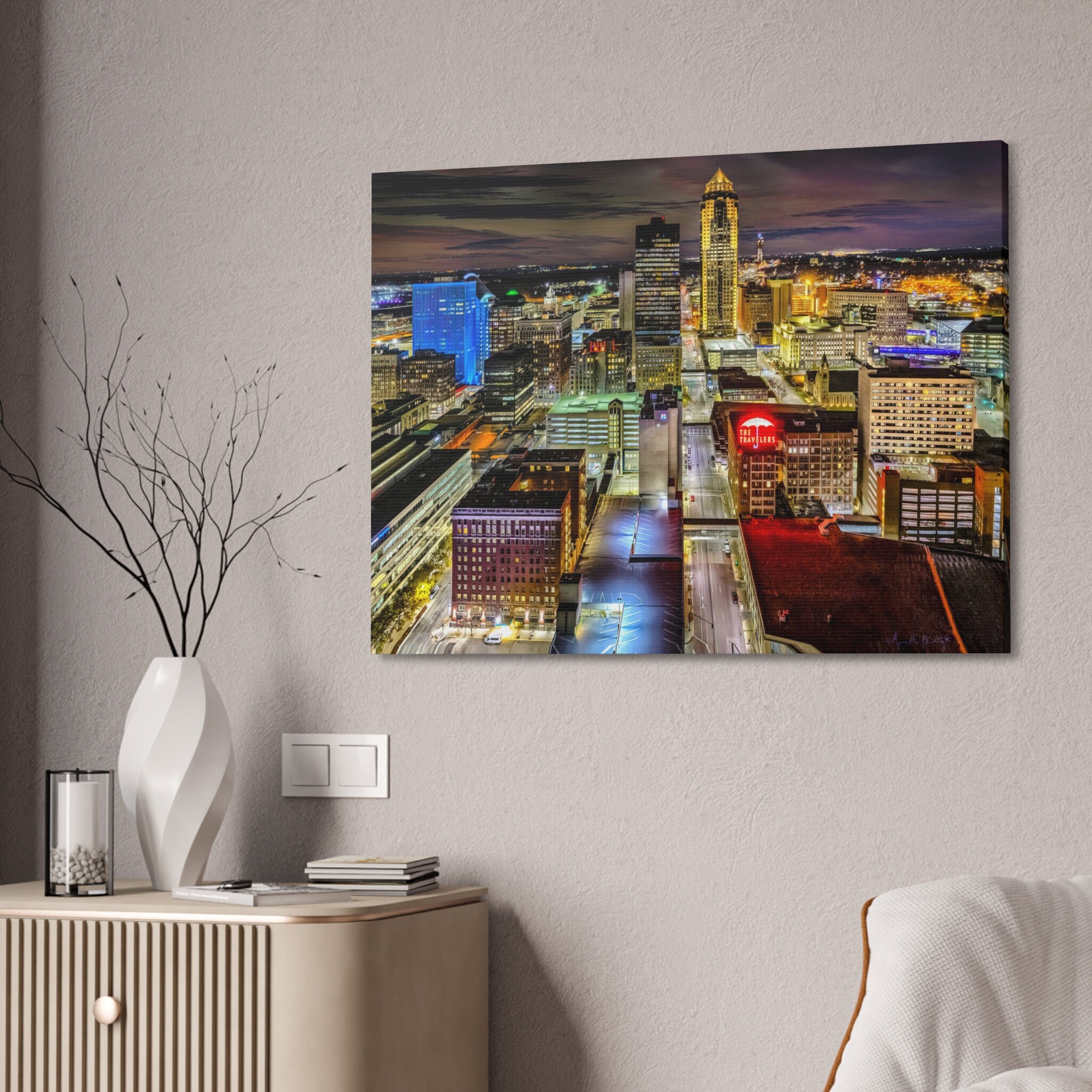 Des Moines Cityscape, 40 X 30 Canvas Print, Our Original Artwork, Iowa ...