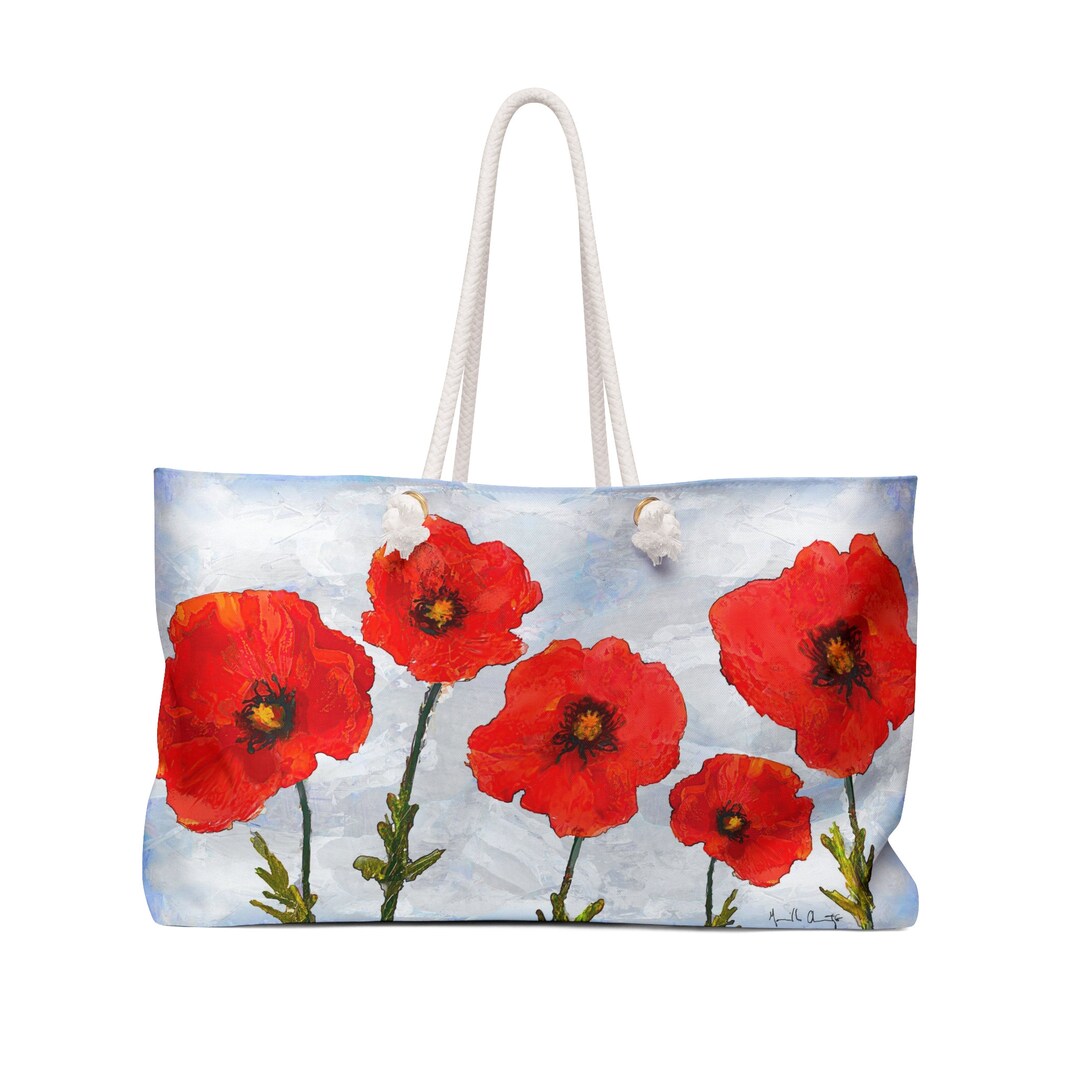 Red Poppies Weekender Tote Bag, Floral Travel Bag (24x13) - Etsy