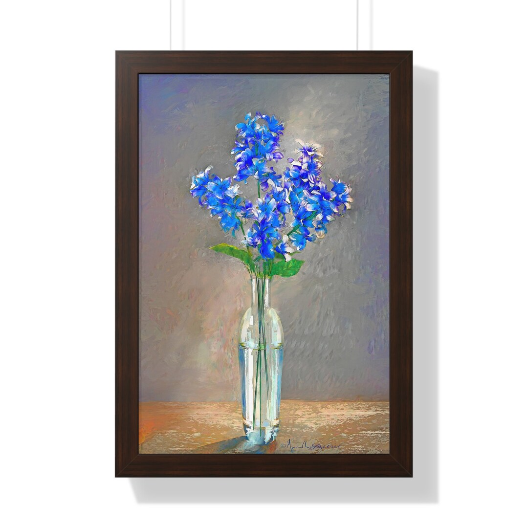 Blue Hyacinth Framed 16x24 Wall Art, Flower Artwork, Our Original ...